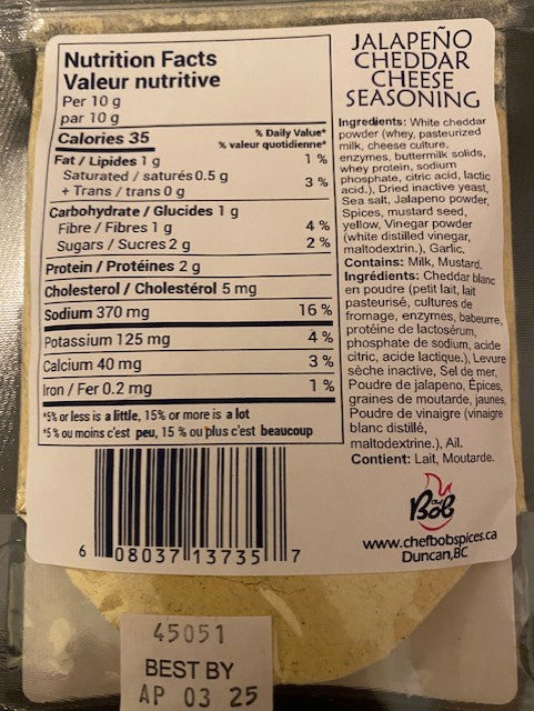 Jalapeno Cheddar Cheese Seasoning – Chef Bob Spices
